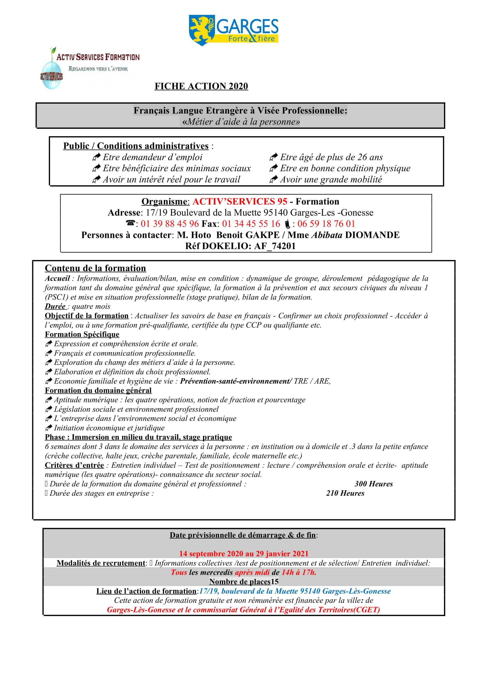 Formation Activ’Services 95 – Unisap 95